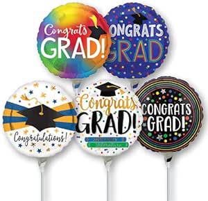 LuftBalloons 9 Inch Graduation Pre-Inflated Mini Stick Balloons ...