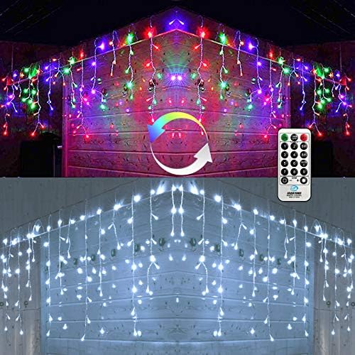 Icicle Christmas Lights, 2 in 1 Multicolor & White Color Changing ...