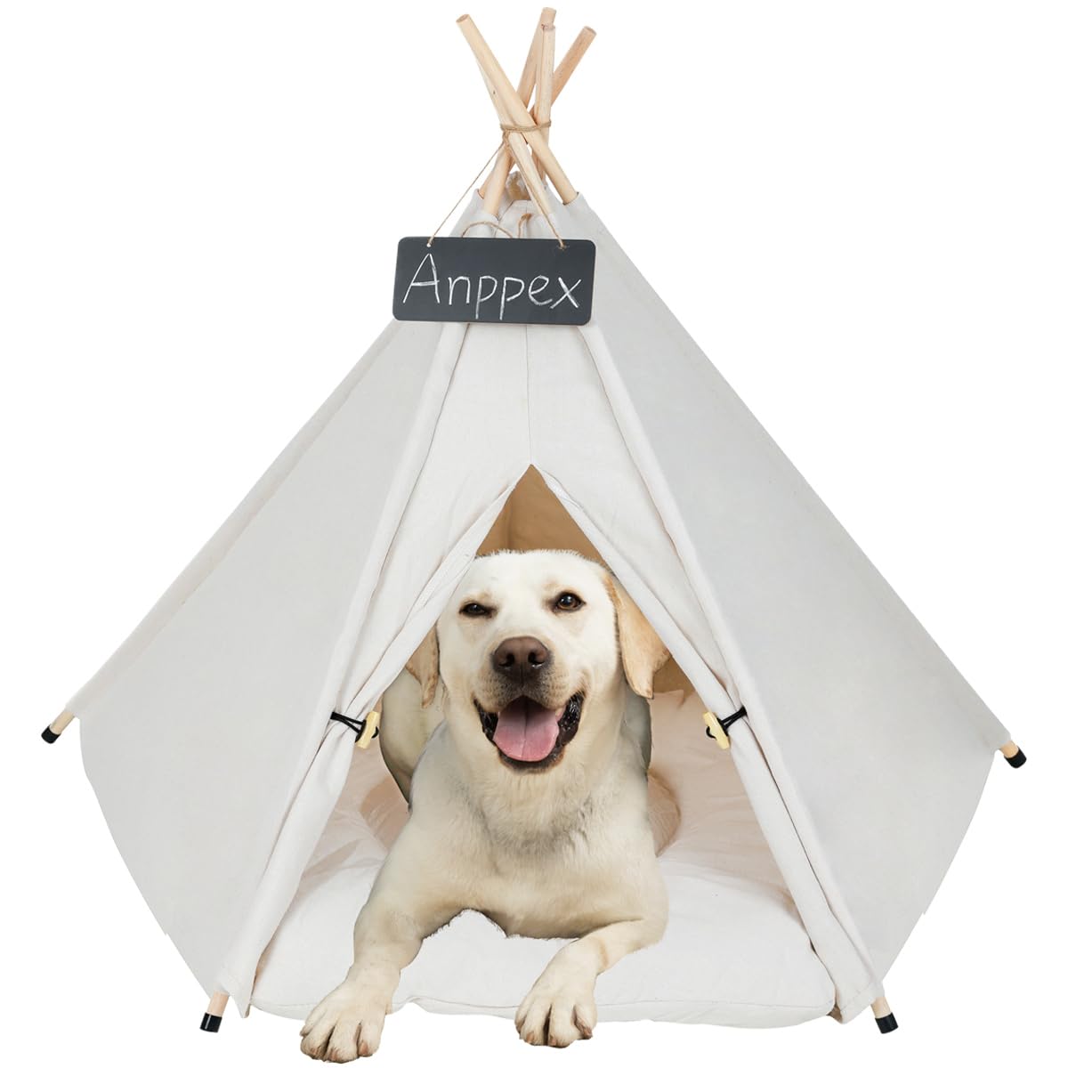 ANPPEX 32 Inches Dog Teepee Tent Indoor,Dog Tent Bed with Thick Cushion ...