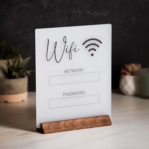 Acrylic WiFi Sign Board - Chalkboard Style WiFi Sign for Home & Store ...