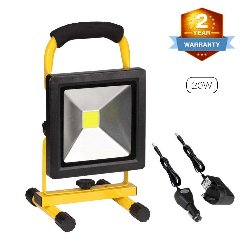 20W Rechargeable LED Work Light Portable Floodlight Waterproof Battery ...