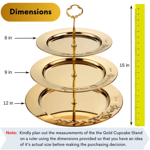AKSHITHAA Large Food Grade Stainless Steel Three Tier Gold Cupcake ...