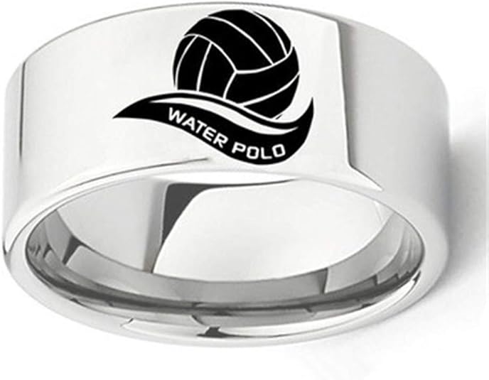 10MM Wide Version Men's Stainless Steel Water Polo Logo Fashion Ring ...