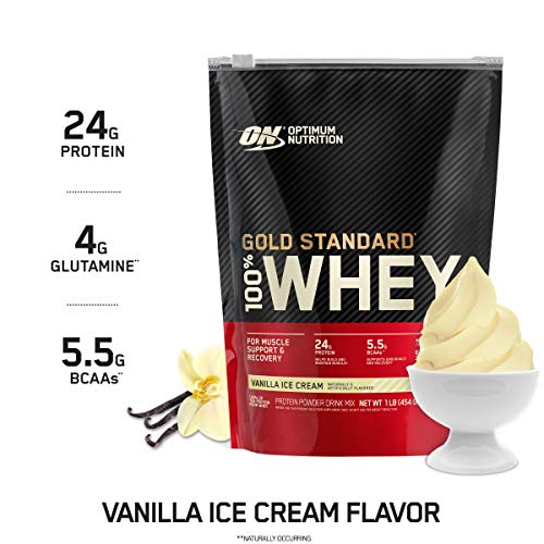 Optimum Nutrition Gold Standard 100% Whey Protein Powder, Vanilla Ice Cream, 1 Pound (Packaging ...