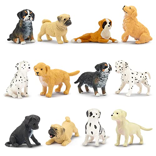 Toymany 12PCS Mini Dog Figurines Playset, Realistic Detailed Plastic ...