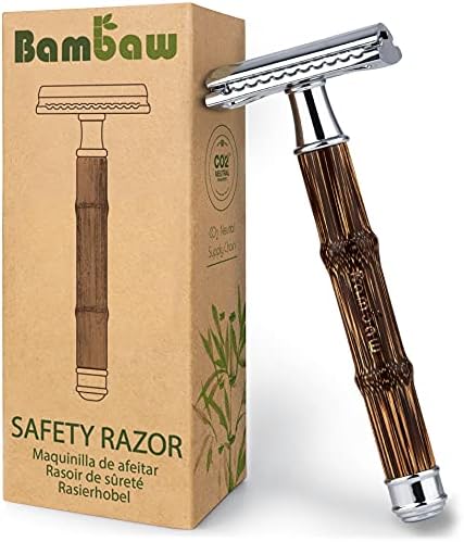 Bambaw Slim Silver Double Edge Safety Razor | Natural Long Bamboo ...