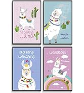 Amazon.com: Llama Decor - Cactus Wall Art - Llama Art Set Of 4 - Llama ...