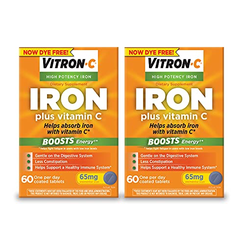 Vitron-C Iron Supplement, Once Daily, High Potency Iron Plus Vitamin C ...