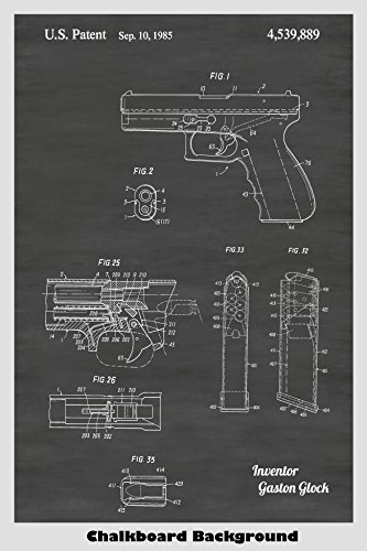 Glock Pistol Patent Print Art Poster: Choose From Multiple - Want It All
