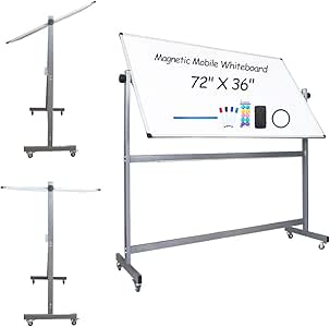 Amazon.com : Magnetic Double Sided Mobile Dry Erase White Board with ...