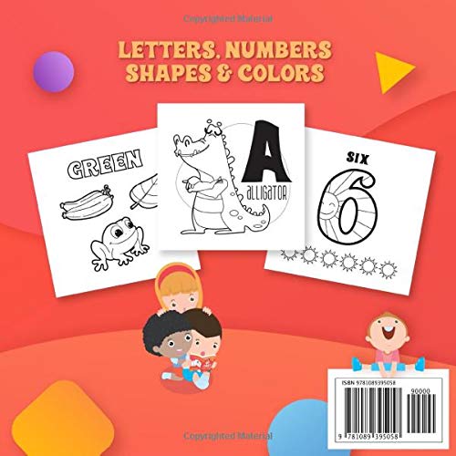 My first letters, numbers shapes & colors: Coloring book for toddlers ...