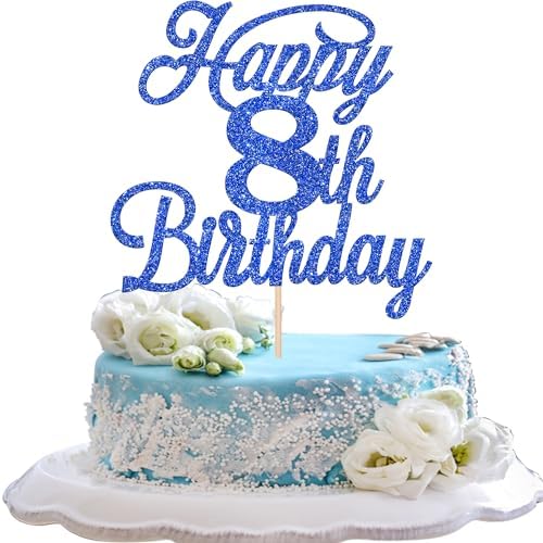Xsstarmi 1 Pack Happy 8th Birthday Cake Topper Glitter 8 & Fabulous ...