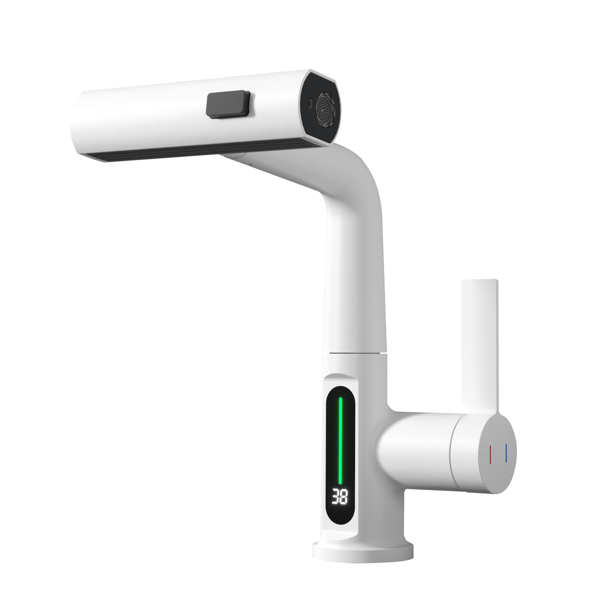 Modern Digital Bathroom Sink Faucet Single Handle Pull-Up Vanity Sink ...