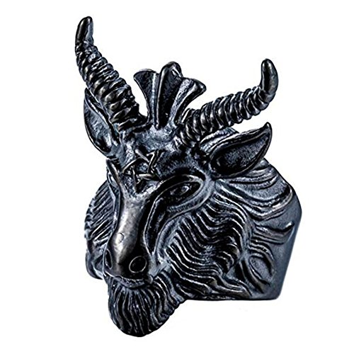 Buy JAJAFOOK Men's Stainless Steel Satan Star of David Ram Worship ...