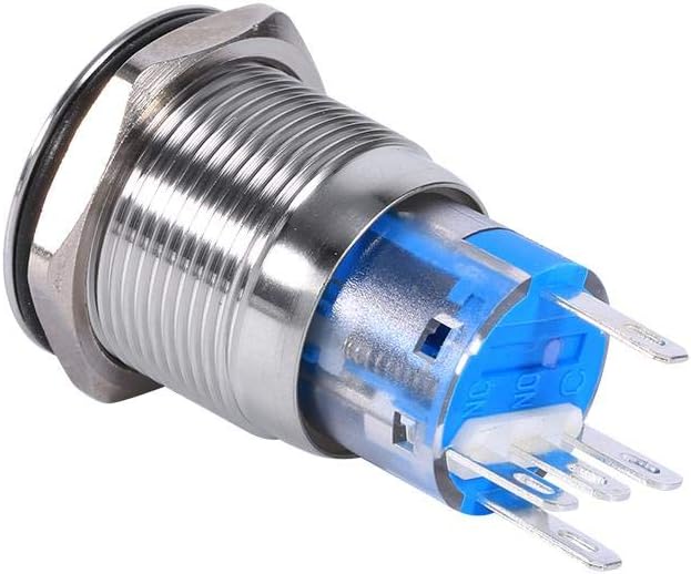 LED Button Switch, 19mm 12V LED Waterproof Dust-proof Stainless Power ...