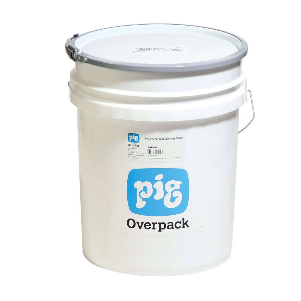 New Pig PAK180 HDPE Overpack Salvage Drum, 5 Gallon Storage Capacity ...