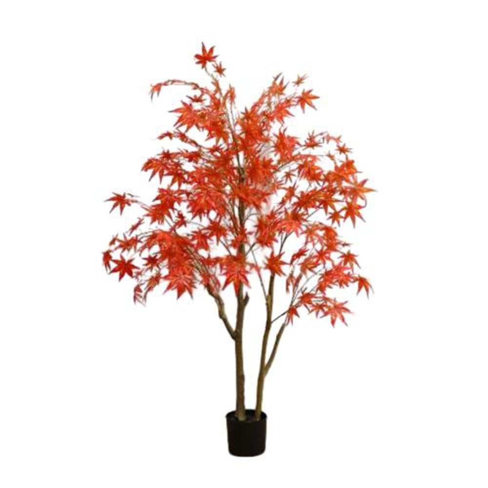 5 Ft Autumn Maple Artificial Fall Tree,Faux Fall Tree Red Maple Leaves ...