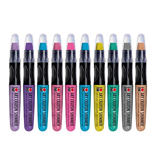 Marabu Art Crayons Shimmer Set - 10 Highly Pigmented Metallic ...