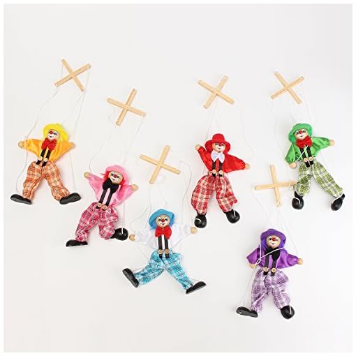 Pull String Puppet Clown Wooden Marionette Doll Vintage Child Kid Gift ...