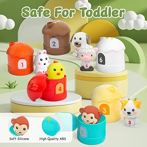 12 PCS Farm Animal Finger Toys,Learning Toys For Toddlers 1 2 3 Years Old,Counting&Matching Game ...