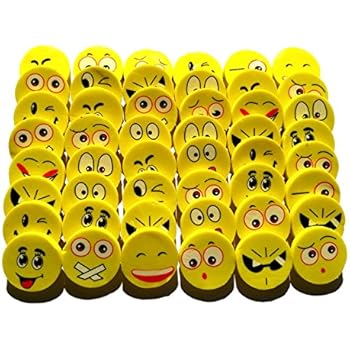 Amazon.com: Lot Of 72 Assorted Round Emoji Face Erasers: Office Products