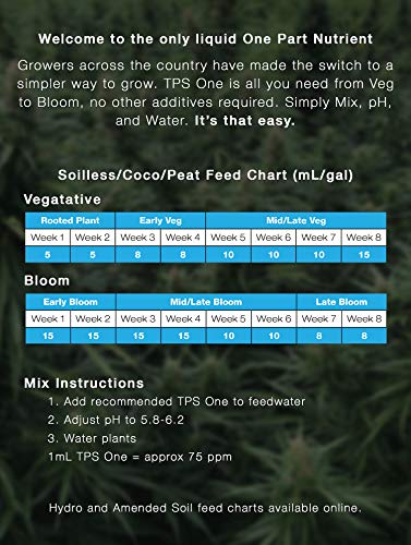 TPS-One Liquid One Part Nutrient from Veg to Bloom by TPS Nutrients, 5 ...