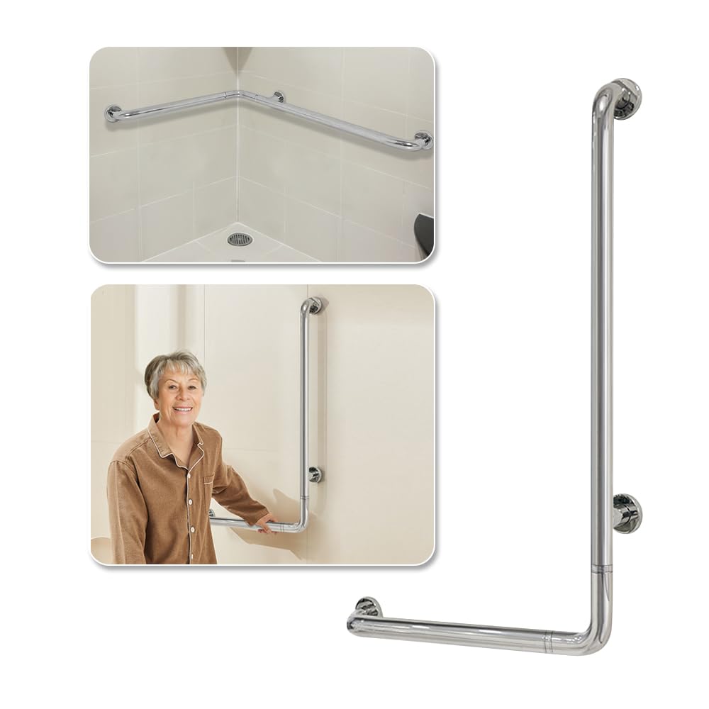 Shower Grab Bar for Seniors Toilet Safety Grab Bars L Shaped Bathroom ...