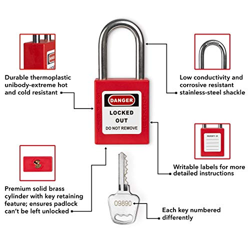 TRADESAFE Lockout Tagout Kit with Loto Locks for Gate Valves, Ball Valves, Electric Plugs ...