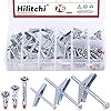 Hilitchi 76Pcs Toggle Wing Nut Bolt and Long Hollow Wall Drive Anchors ...