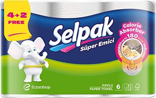 Selpak 3 Ply Calorie Absorber Kitchen Paper Towel 4+2 Rolls 75 Sheets ...