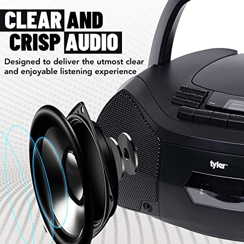 Tyler Portable Boombox CD Player and Cassette Player Combo AM/FM Radio ...