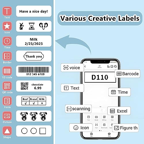 Label Makers-D110 Bluetooth Thermal Label Maker Machine with Tape ...