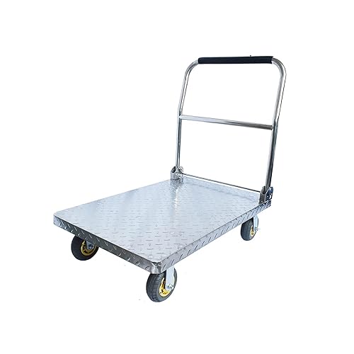 VDQUUACI Push Cart Push Cart Stainless Steel Trolley Heavy Duty Load ...