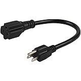Amazon.com: 15 Amp to 20 Amp Plug Adapter Cable [UL Listed] 12AWG (1-Foot) NEMA 5-15P to 5-15 ...