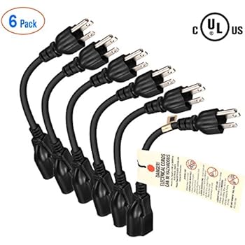 Coleman Cable 6991 Power Strip Liberator, 8-Inch Extension Cord, 3-Pack ...