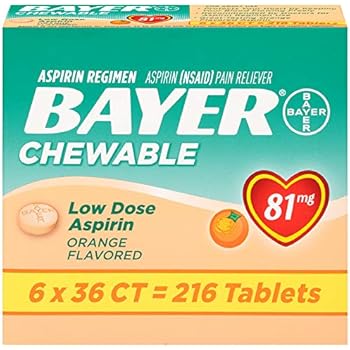 Amazon.com : Bayer Low Dose Baby Aspirin For Adult Use chewable orange ...