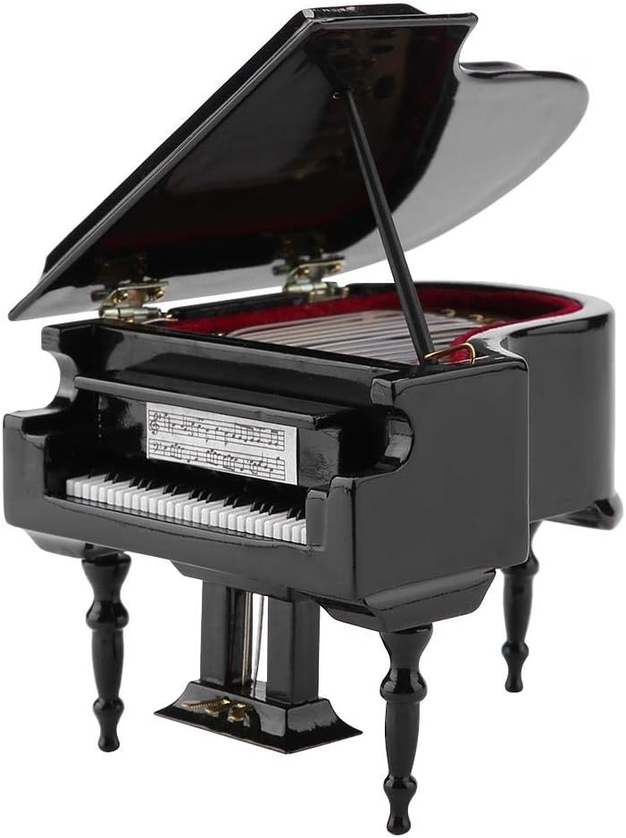 Hztyyier Wooden Piano Model with Bench 3.9 * 3.5 * 1.8in Mini Piano ...