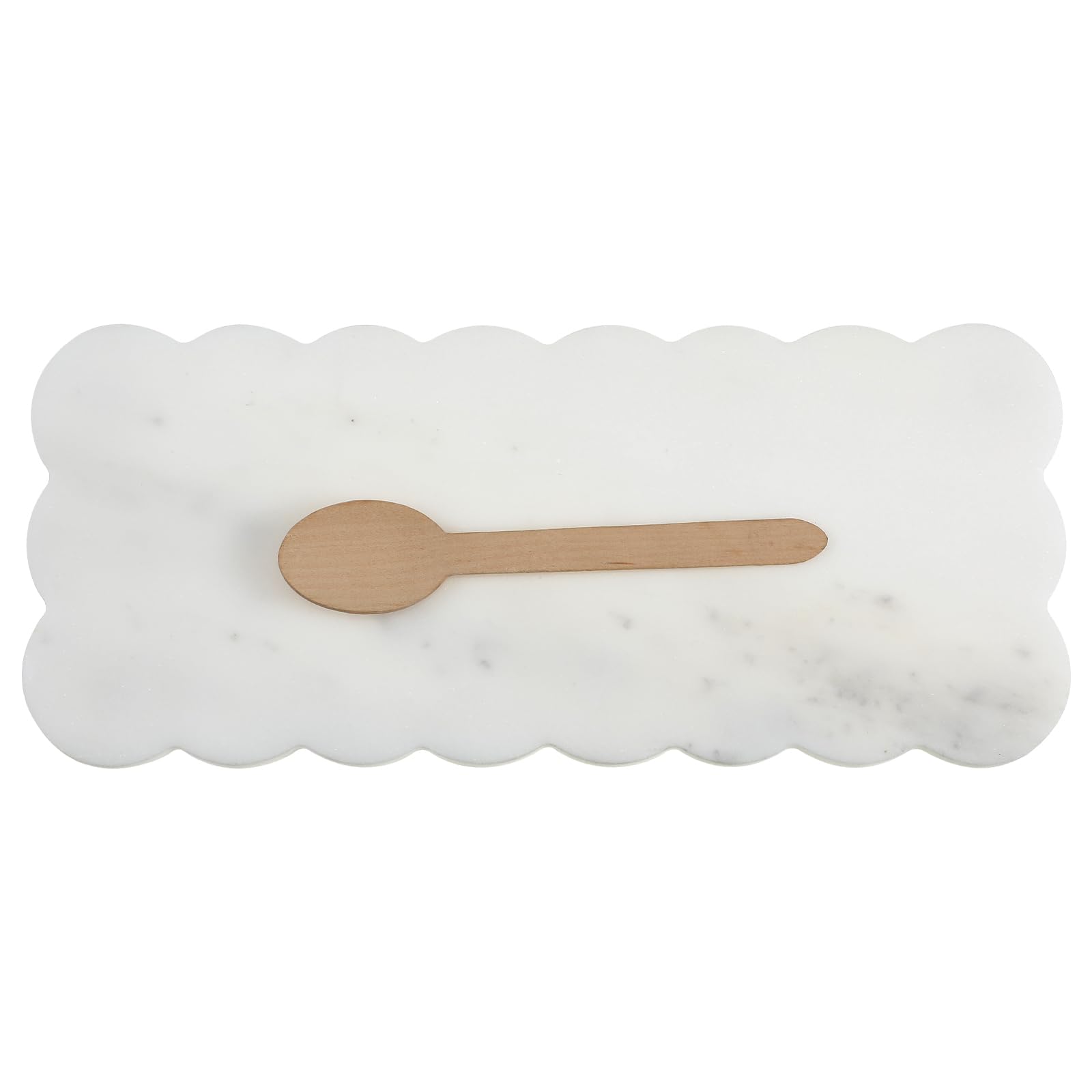 Newtay White Scallop Marble Board 12" x 5" Marble Cutting Board with ...