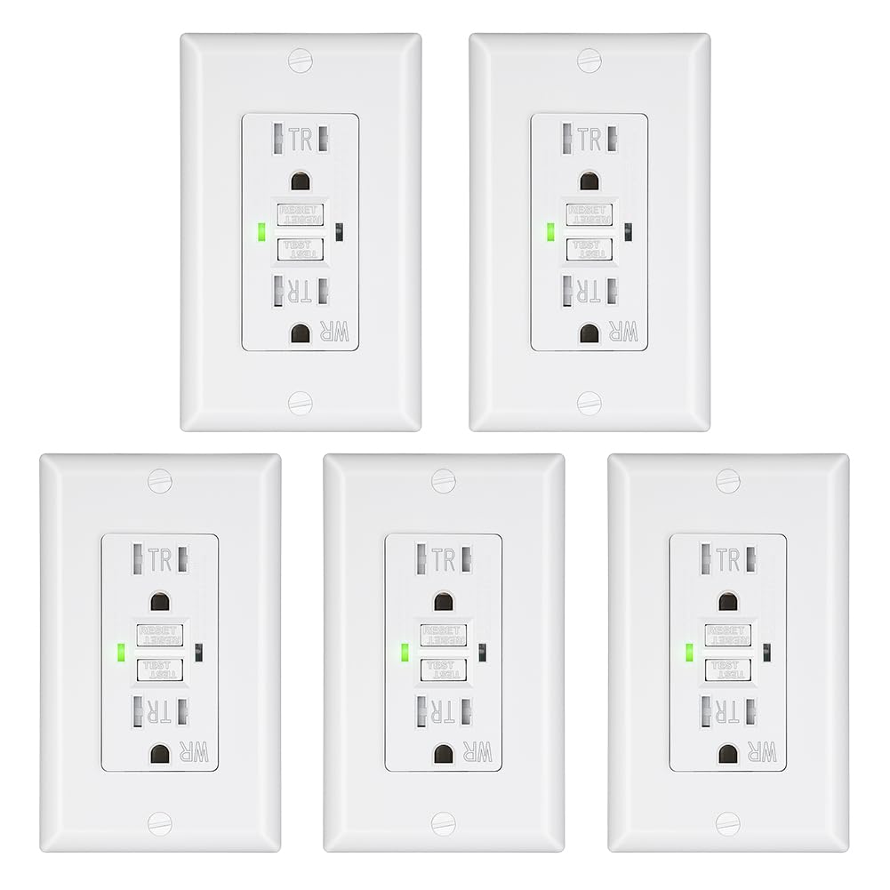 DEWENWILS 5-Pack GFCI Outlet 15Amp, Outdoor Weather-Resistant(WR ...