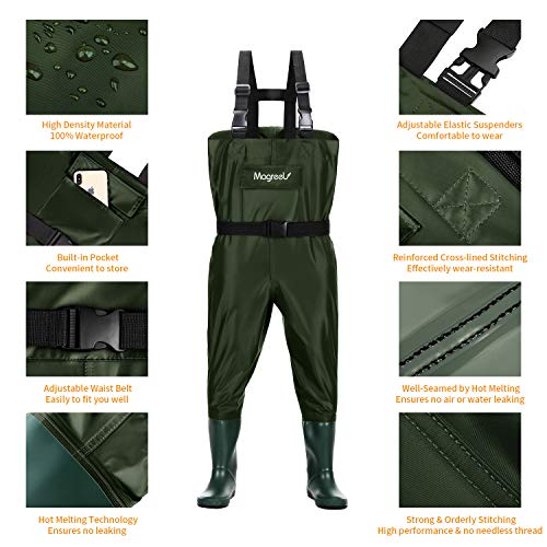 Magreel Kids Chest Waders Waterproof Nylon/PVC Youth Waders with Boots ...