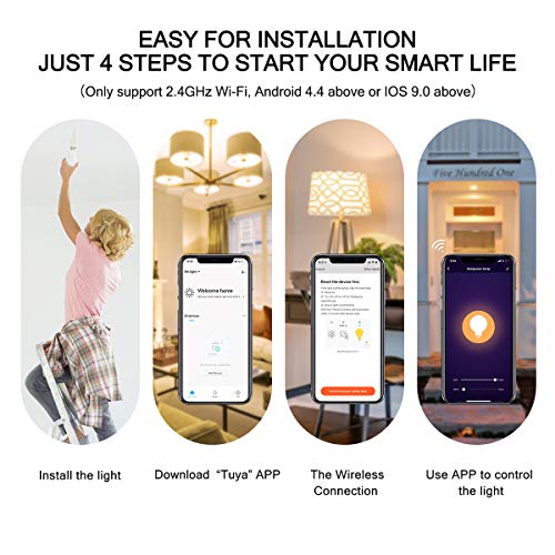 Smart LED Bulb 50W Equivalent Dimmable Light, LOHAS 720LM Warm White ...