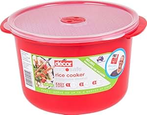 Decor Microsafe Microwave Rice Cooker and Vegetable Steamer, Red: Food ...