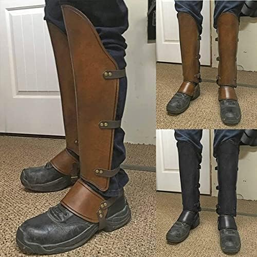 Retro Medieval Half Chaps Gaiter Leather Punk Warrior Knight Leg Armor ...