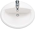 American Standard 0475047.020 Aqualyn Oval Drop-In Bathroom Sink with Single Faucet Hole, White ...