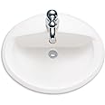 American Standard 0475047.020 Aqualyn Oval Drop-In Bathroom Sink with Single Faucet Hole, White ...