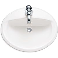 American Standard 0475047.020 Aqualyn Oval Drop-In Bathroom Sink with Single Faucet Hole, White ...