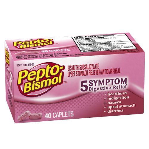 Pepto-Bismol Caplets 5 Soulagement des symptômes, y compris des maux d ...