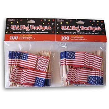 Amazon.com | Mini American Flag Toothpicks - Pkg of 500 - Cute for ...