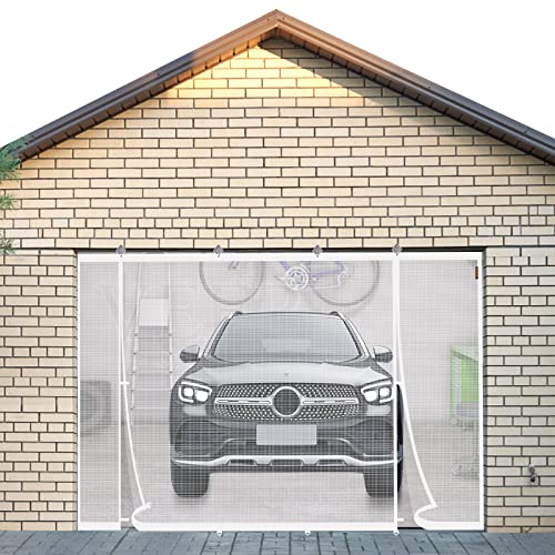 MAGZO Garage Screen Doors for 1 Car Garage 8x7ft White, Single Car ...