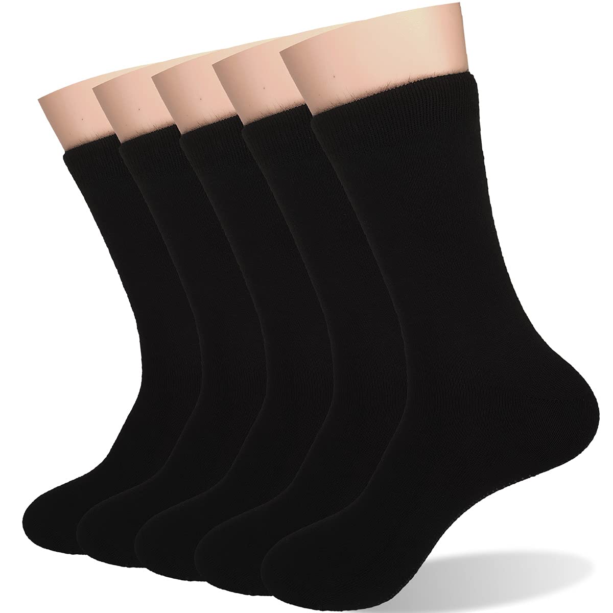 Ait fish Men's 100% Cotton Crew Socks Black and White Pack of 5 for All ...